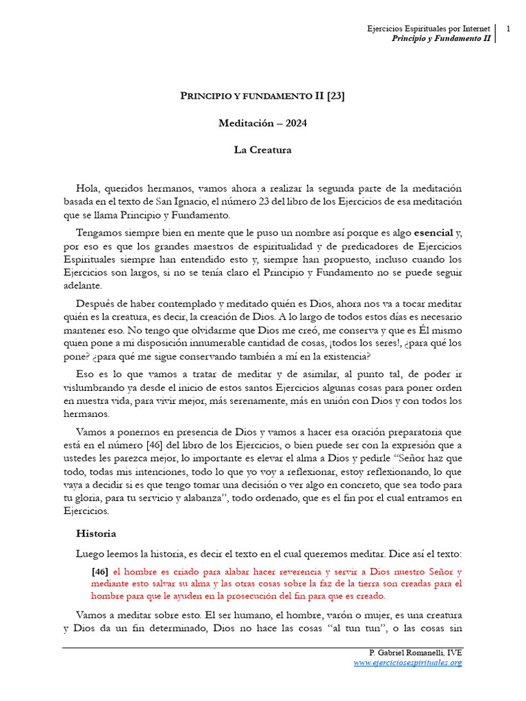 DIA 5 - 2024 - Romanelli - Principio-y-Fundamento-II | PDF | Dios | María, madre de Jesús