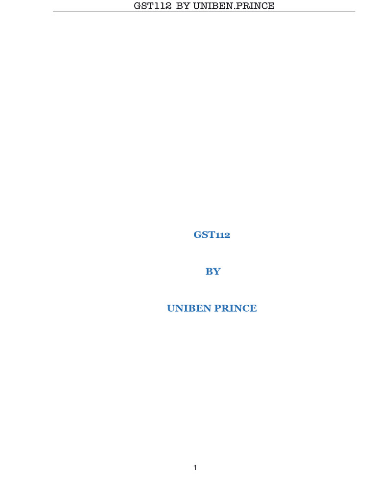 Gst112 With Uniben Prince | PDF | Rationalism | Logic