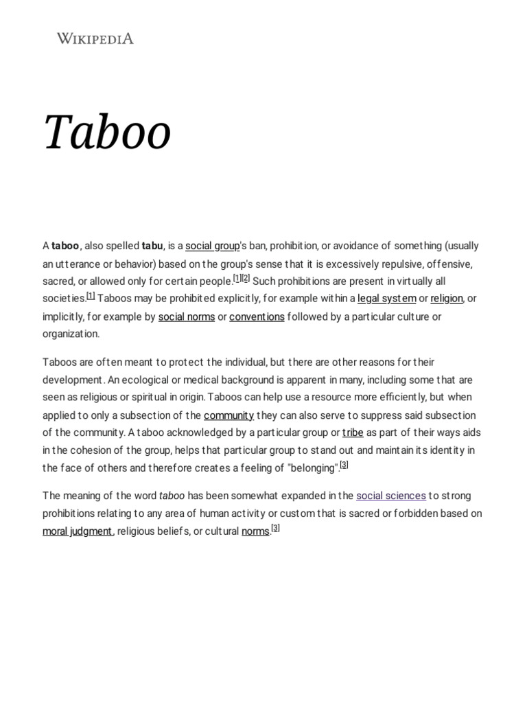 Taboo - Wikipedia | PDF | Taboo | Persephone