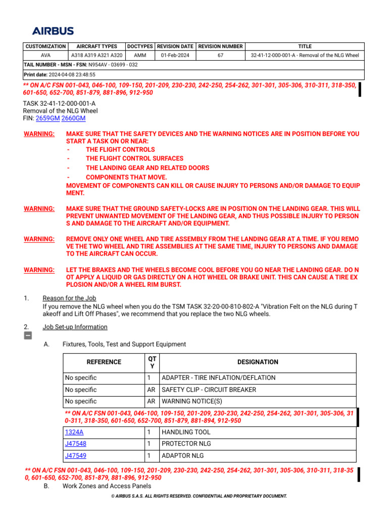 AVA - A318 - A319 - A320 - A321 - AMM - FSN - 032 - 01-Feb-2024 - 32-41-12-000-001-A - Removal ...