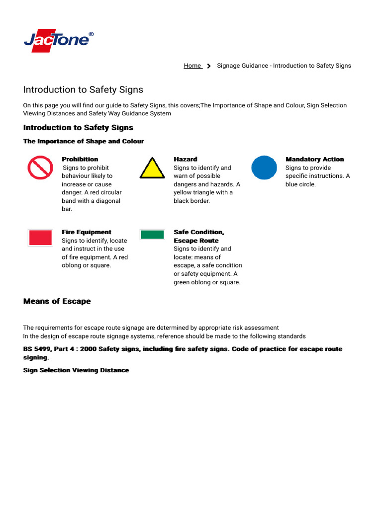 Signage Guidance - Introduction To Safety Signs | PDF | Safety ...