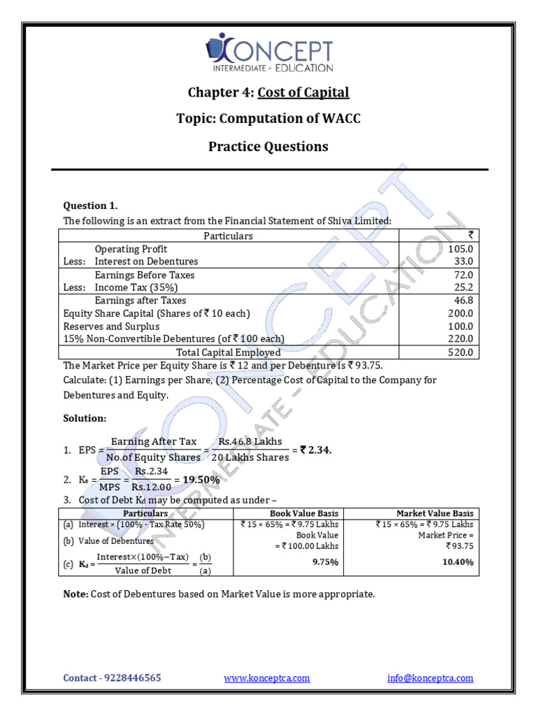 5 Computation of WACC | PDF | Cost Of Capital | Preferred Stock 5 Computation of WACC | PDF | Cost Of Capital | Preferred Stock