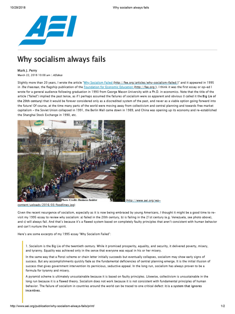 Why Socialism Fails: Key Insights | PDF | Socialism | Capitalism