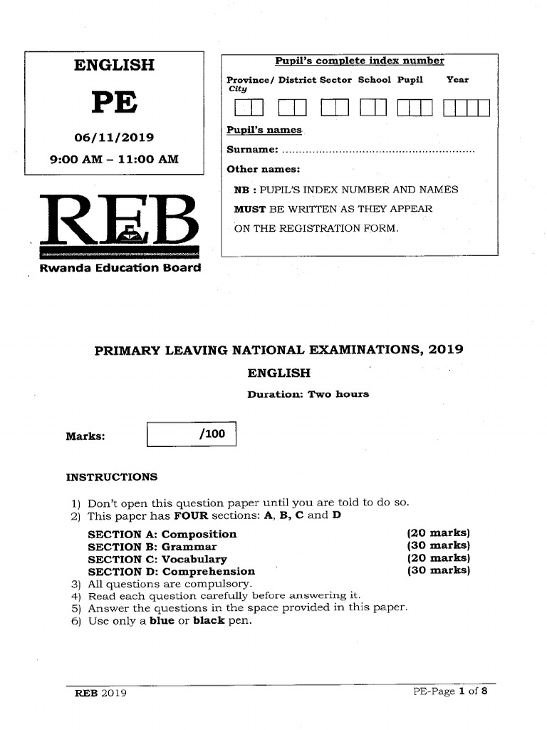 2019 English Past Paper | PDF