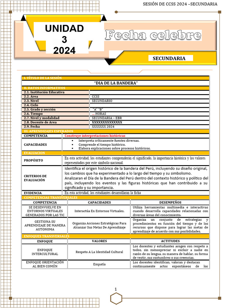 EXTRA SESION Dia de La Bandera - CCSS | PDF | Evaluación | Aprendizaje