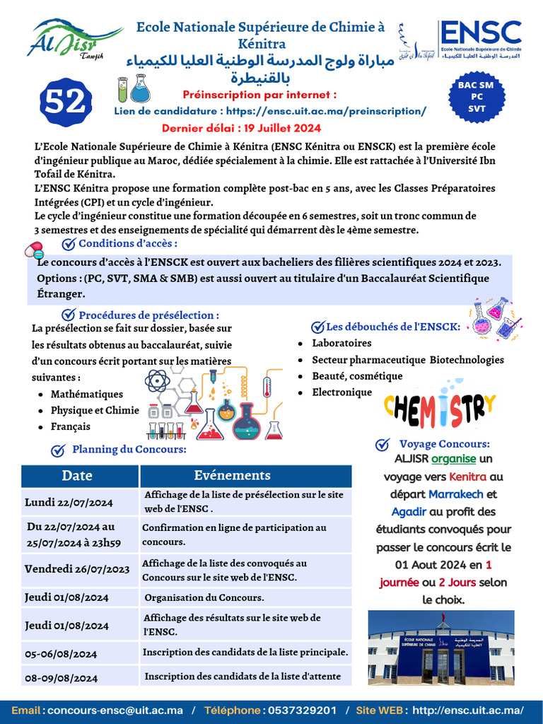 Concours ENSCK 2024 : Inscription et Détails | PDF | Institutions ...