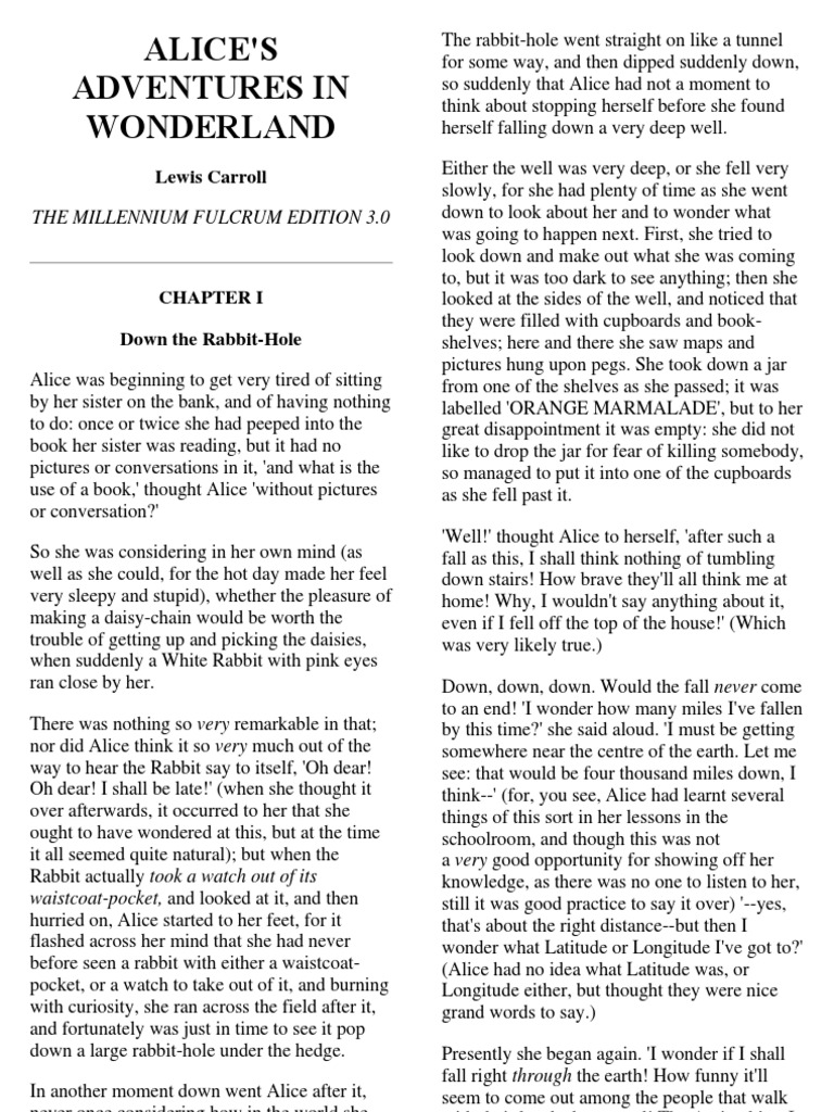 Alice'S Adventures in Wonderland: Lewis Carroll | PDF