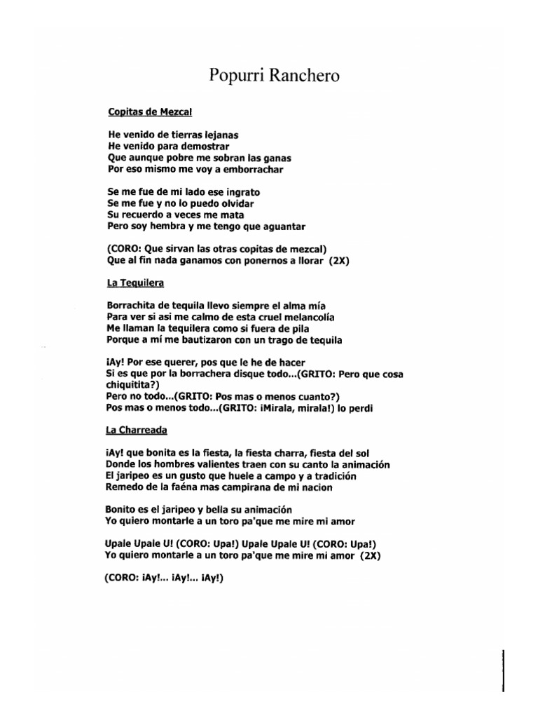 Popurri Ranchero Beatriz Adriana | PDF