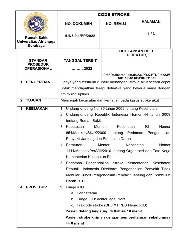 SOP Code Stroke | PDF