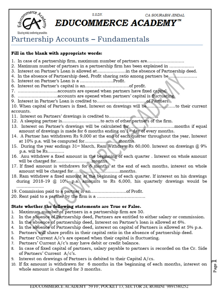 Partnership One Marker | PDF | Partnership | Goodwill (Accounting)