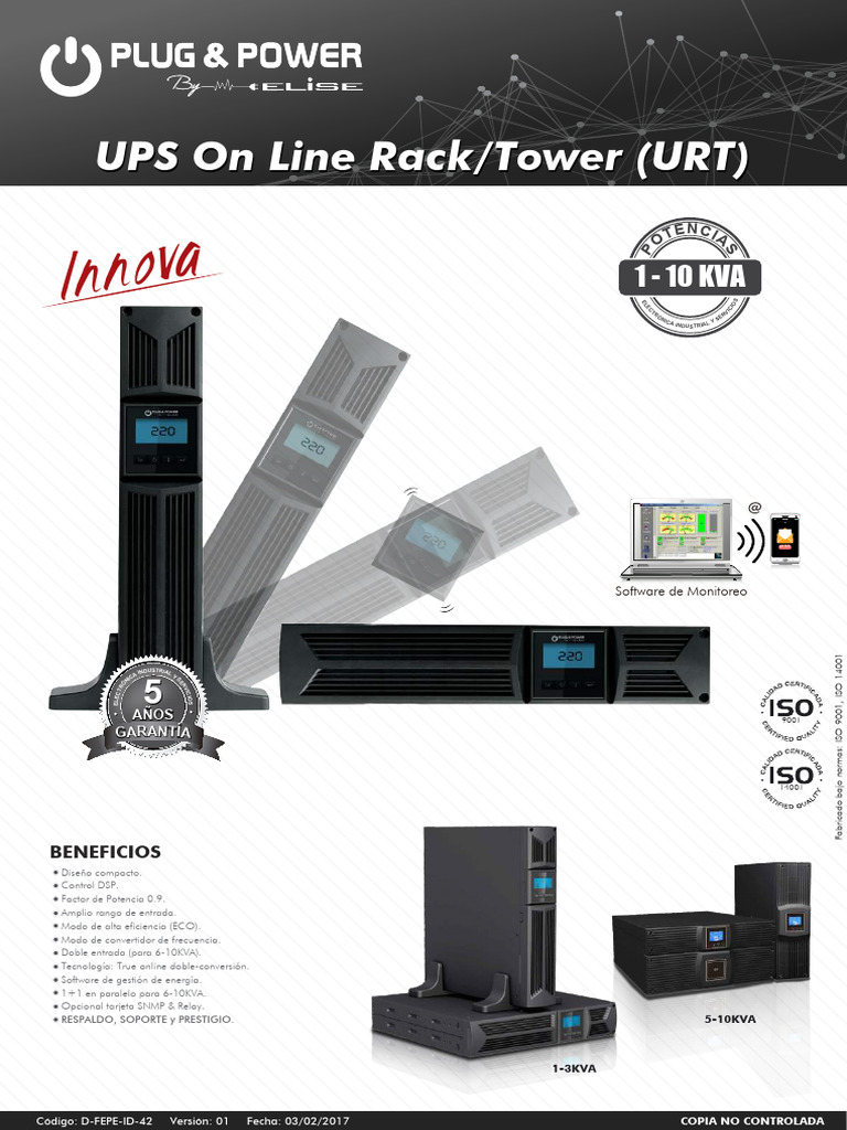 D-FEPE-ID-42 - UPS Rack-Tower Serie Innova 1 A 10KVA - Plug&Power | PDF | Electrónica | Electricidad
