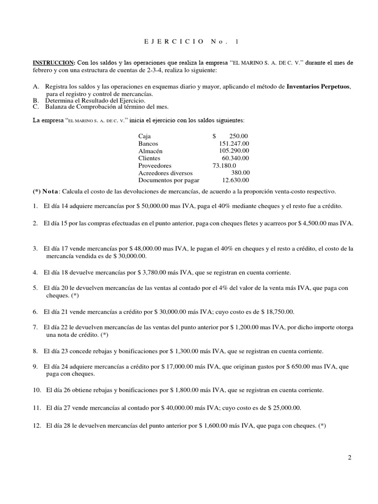 EJERCICIO No 1 | PDF | Cheque | Economias