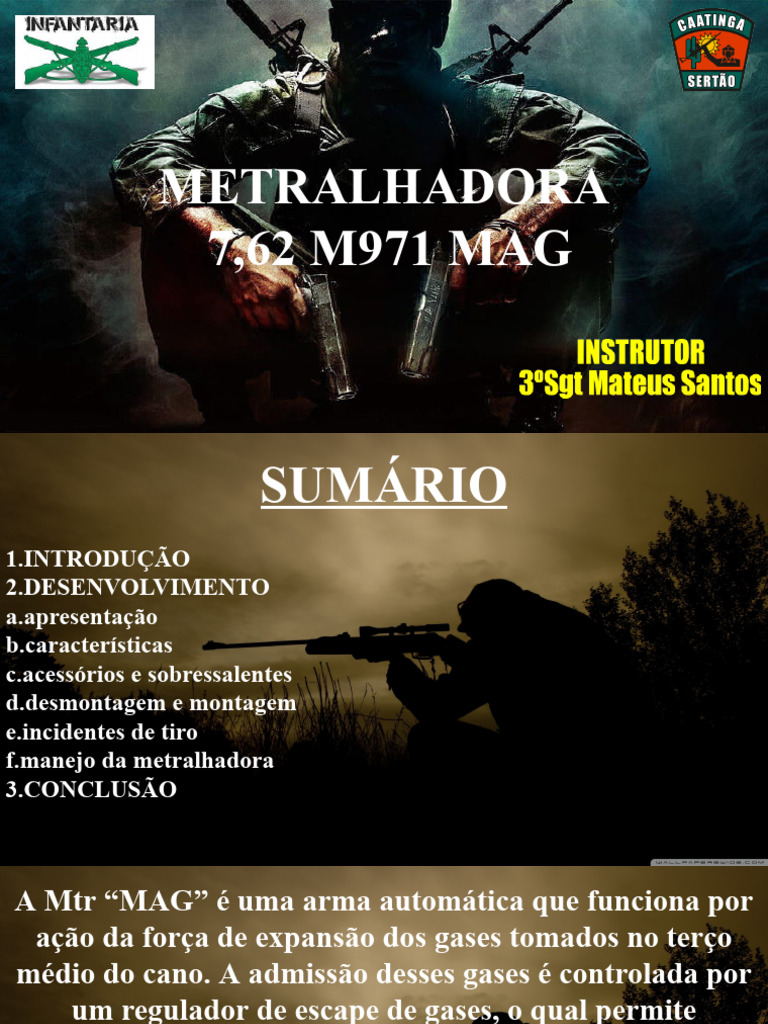 Manual da Metralhadora MAG 7,62 M971 | PDF | Armas de fogo | Cartucho ...