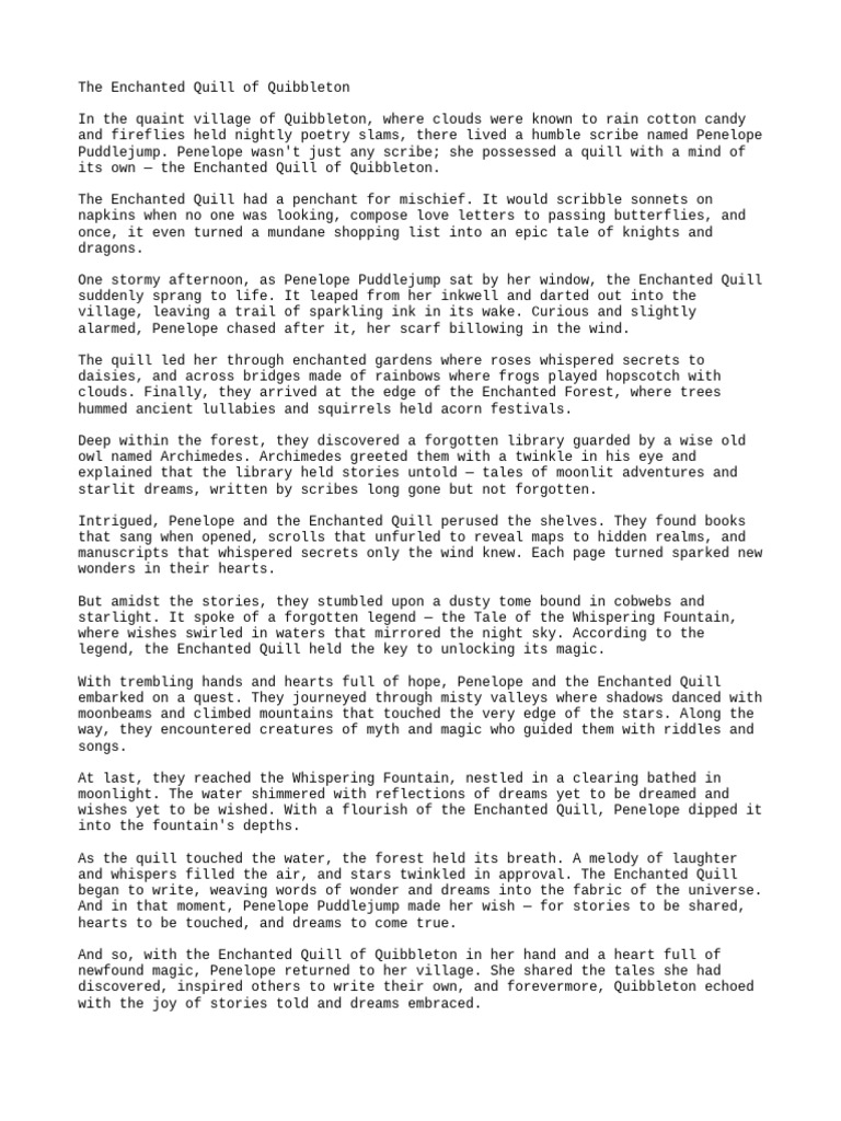 The Enchanted Quill of Quibbleton | PDF