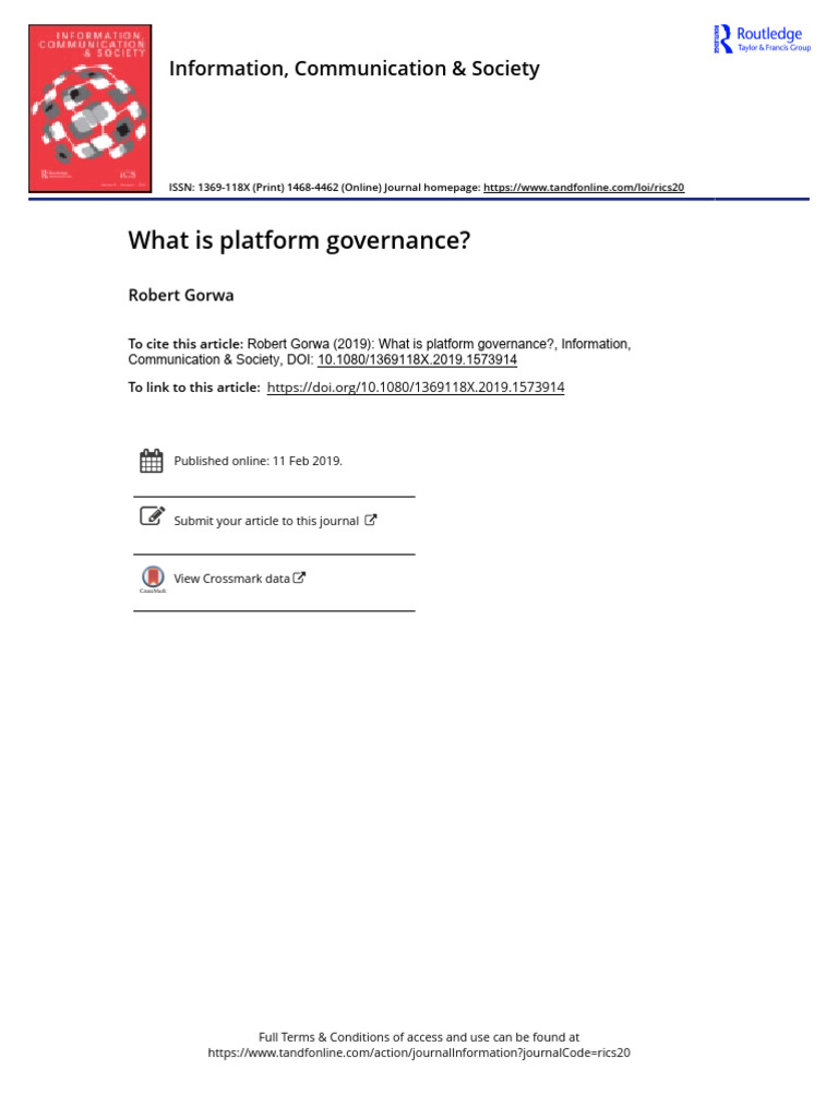 Understanding Platform Governance | PDF | Governance | Facebook