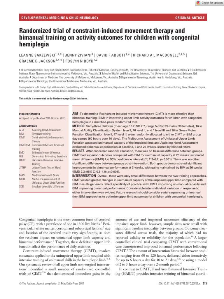 Develop Med Child Neuro - 2011 - SAKZEWSKI - Randomized Trial of ...