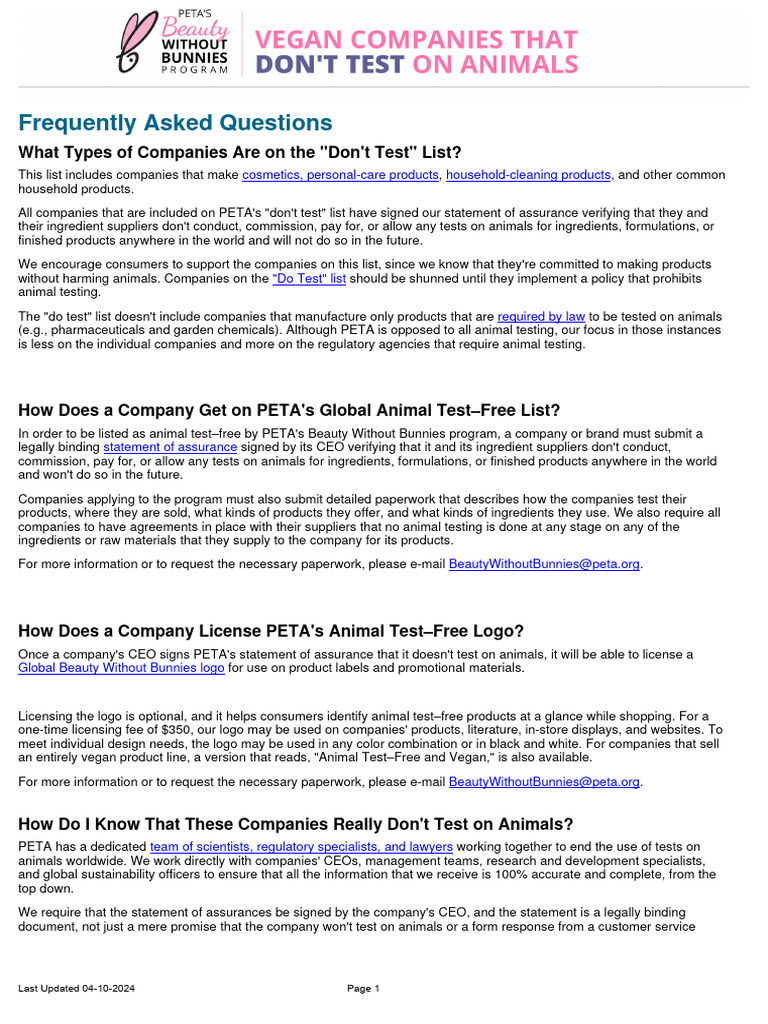 Vegan Companies | PDF | People For The Ethical Treatment Of Animals ...