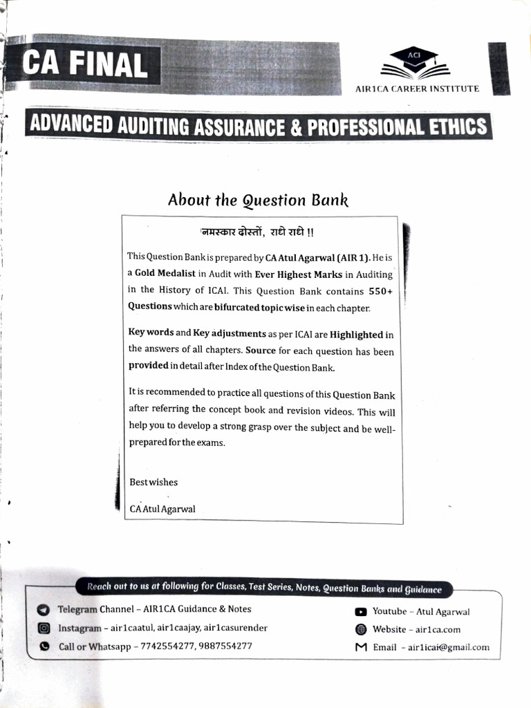 CA Questions Bank | PDF | Audit | Business