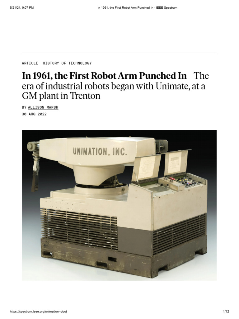 In 1961, The First Robot Arm Punched in - IEEE Spectrum | PDF | Robot ...