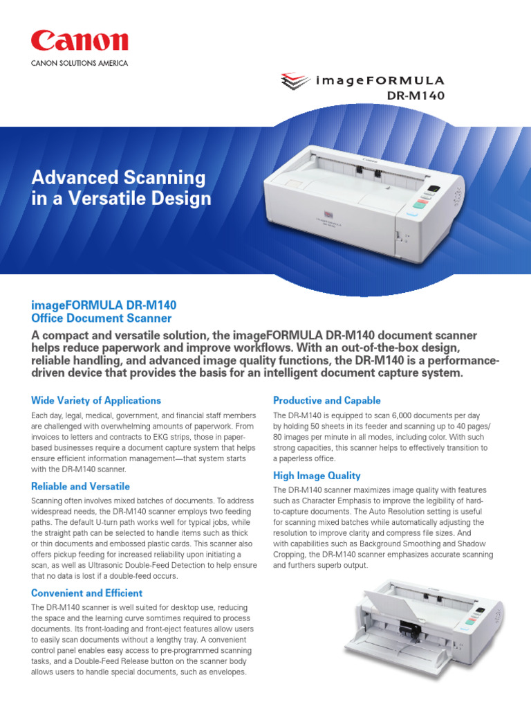 Canon Imageformula DR M140 Brochure | PDF | Image Scanner | Computing