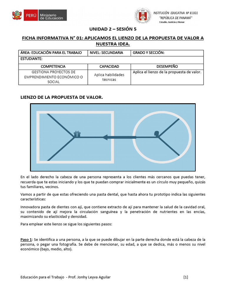 Ficha Informativa #01: Aplicamos El Lienzo de La Propuesta de Valor A Nuestra Idea. | PDF