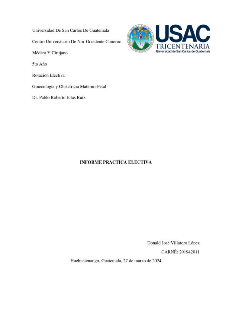 Informe Practica Electiva | PDF | El embarazo | Parto prematuro