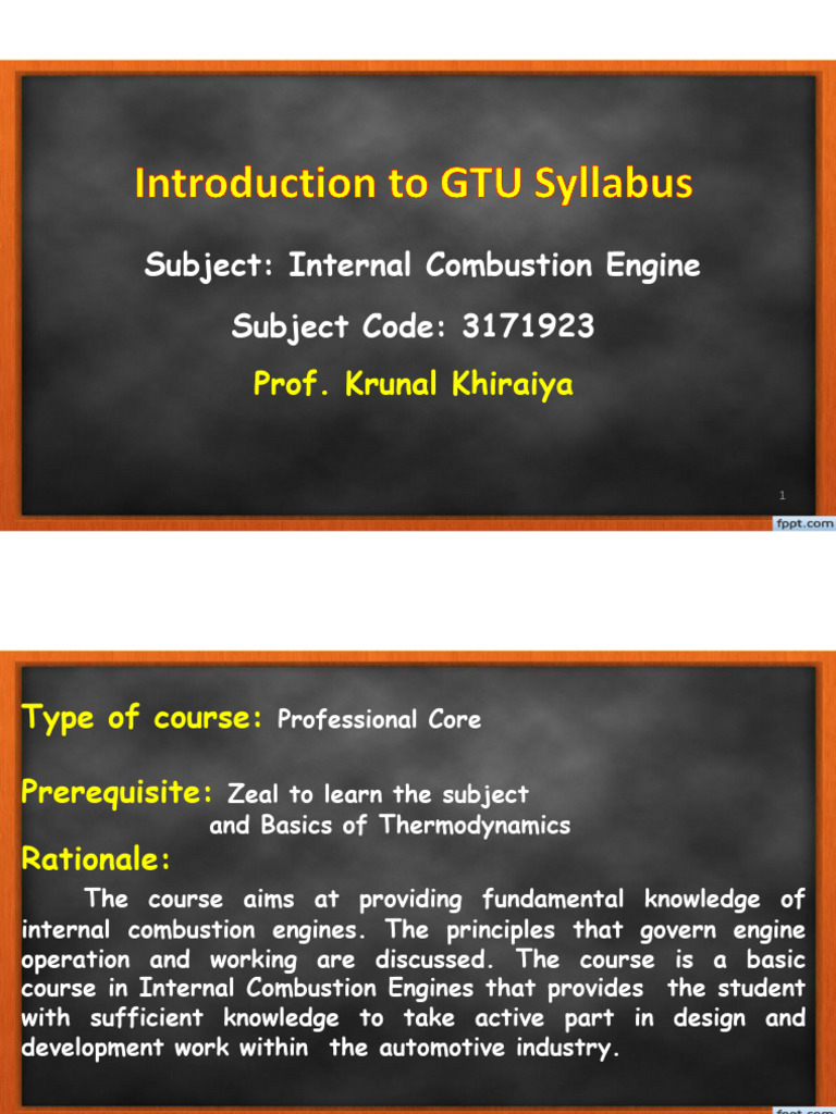 Subject Inroduction 3171923 Lecture-1 | PDF | Internal Combustion Engine | Diesel Engine