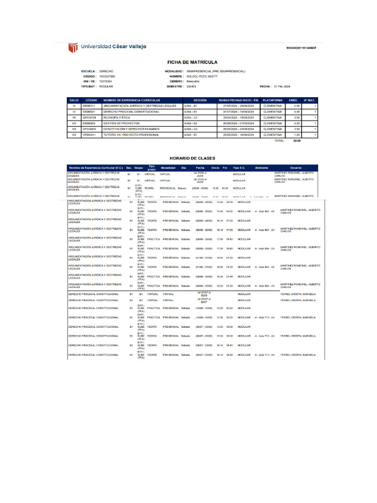 Ficha De Matricula Pdf