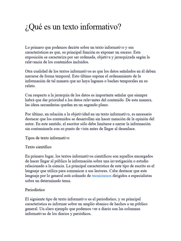 Qué Es Un Texto Informativo | PDF | Información
