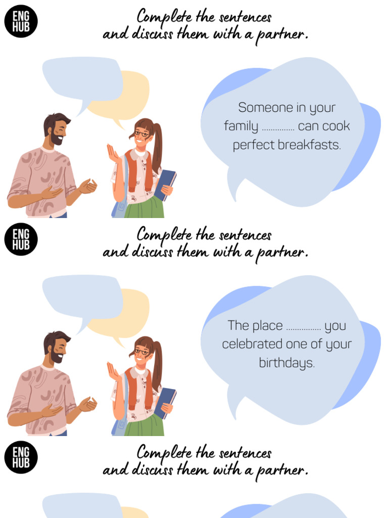 A2-B1 Relative Pronouns Conversation Prompts | PDF | Linguistics ...