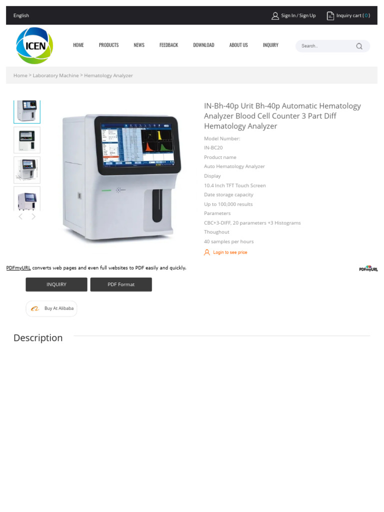Urit BH-40P Hematology Analyzer Sale | PDF | Computing