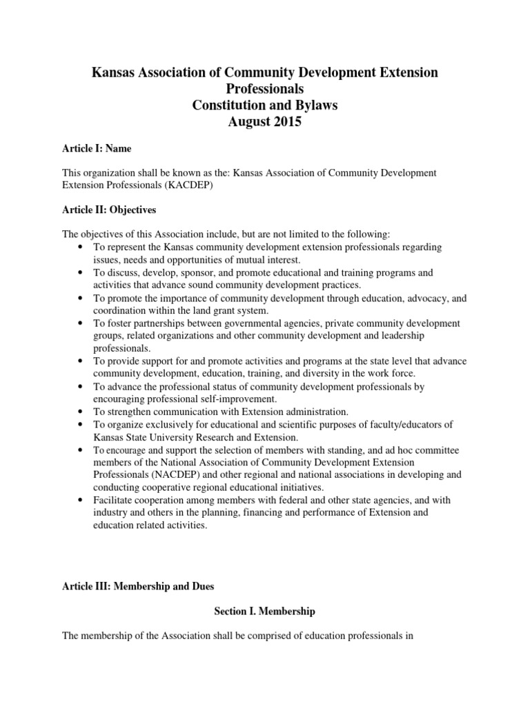 KACDEP Constitution and Bylaws 2015 | PDF | Committee | Supermajority
