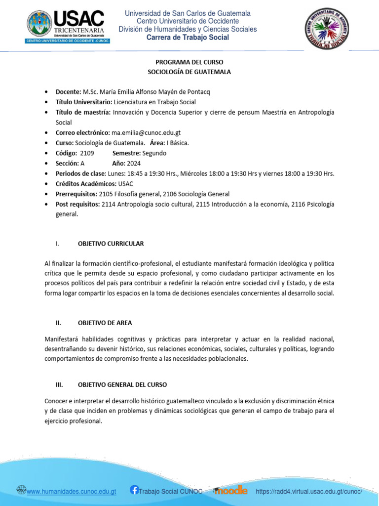 Programa Socio Guatema Secc. A | PDF | Trabajo Social | Guatemala