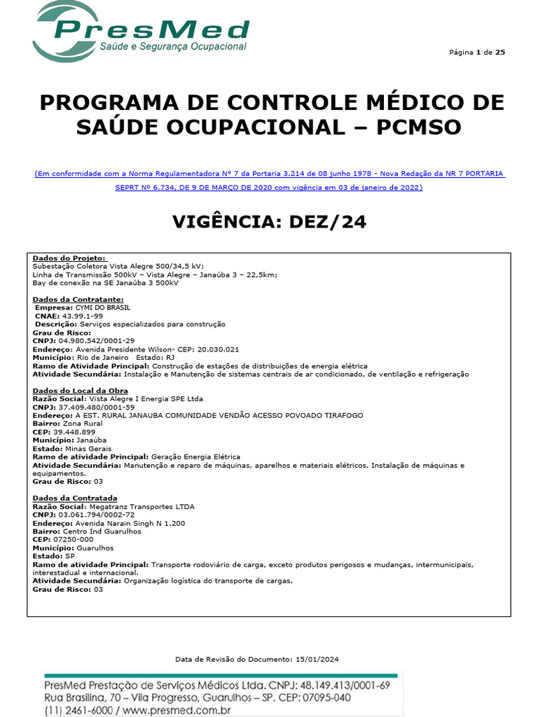 PCMSO: Controle Médico Ocupacional | PDF | Primeiros socorros