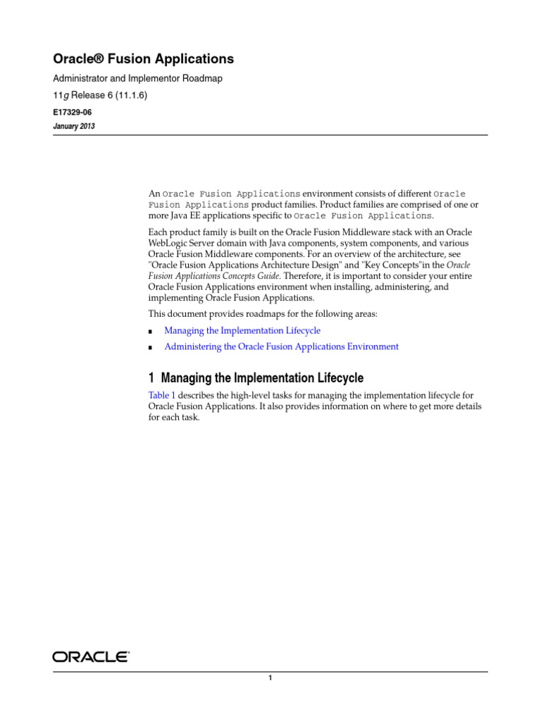 Fusion Apps Administrator & Implementor Roadmap Rel6 | PDF | Oracle ...