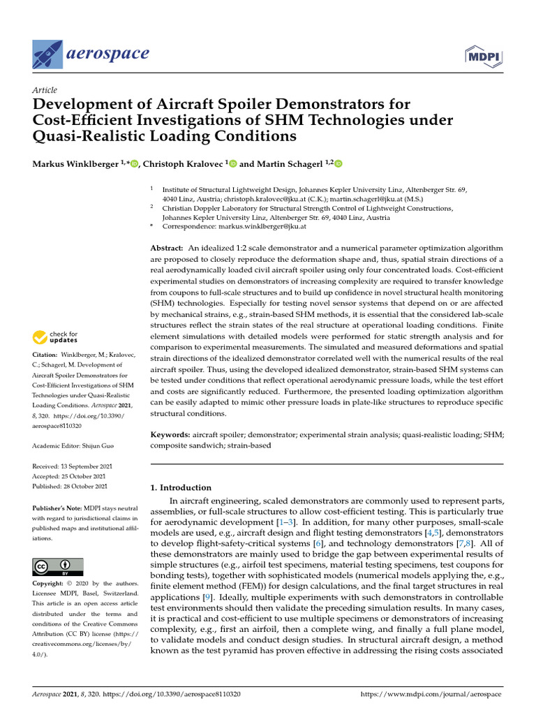 Development of Aircraft Spoiler Demonstrators For | PDF | Deformation ...