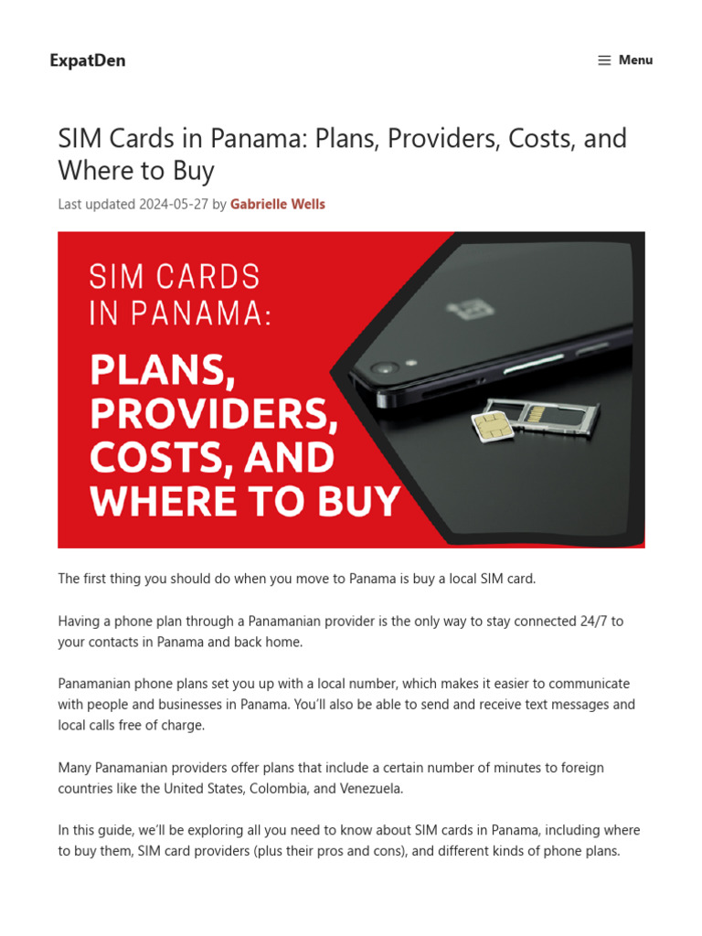 SIM Cards in Panama - Plans, Providers, Costs, and Where To Buy | PDF | Cost Of Living | Prepaid ...