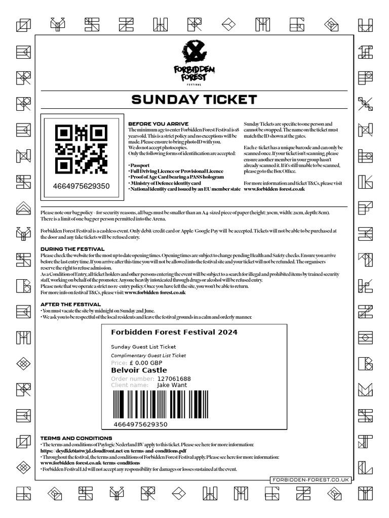 Sunday Guest List Ticket - Complimentary Guest List Ticket | PDF ...