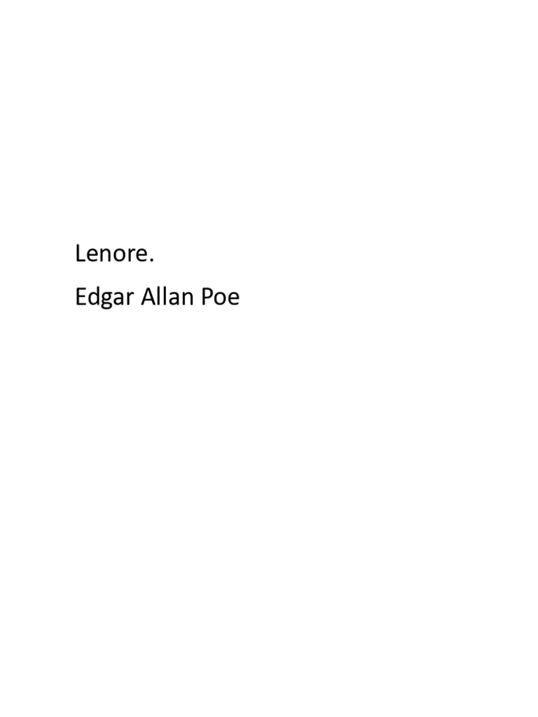 Lenore Edgar Allan Poe | PDF