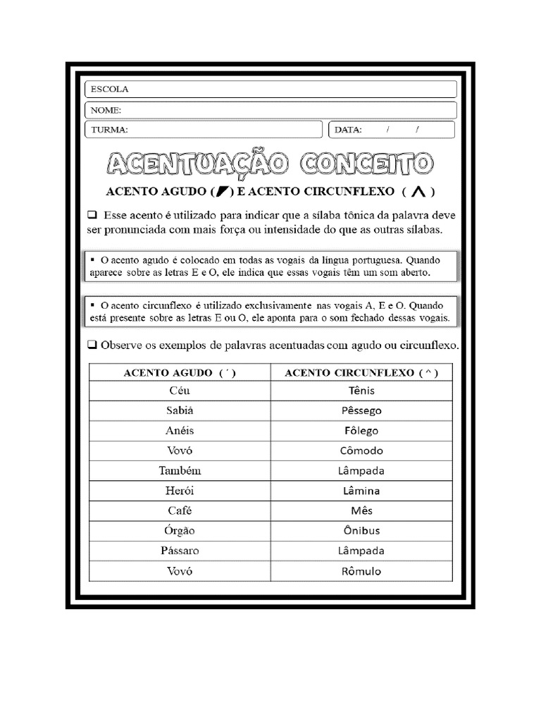 Acento Agudo e Circunflexo | PDF