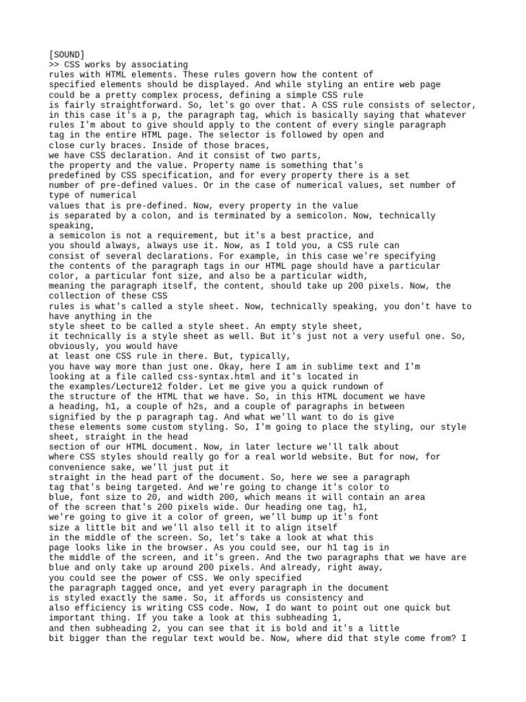 2anatomy Of A Css Rule Pdf Html Element Html