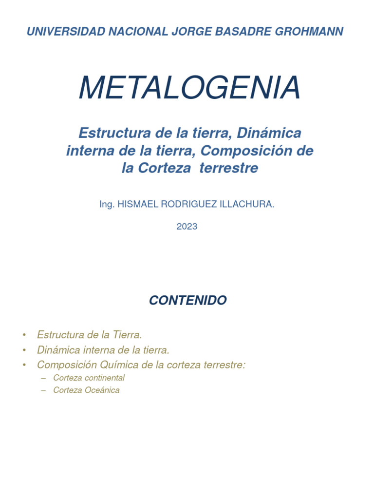 2 Metalogenia Estructura de Tierra 2023 | PDF | Corteza (Geología) | Tierra