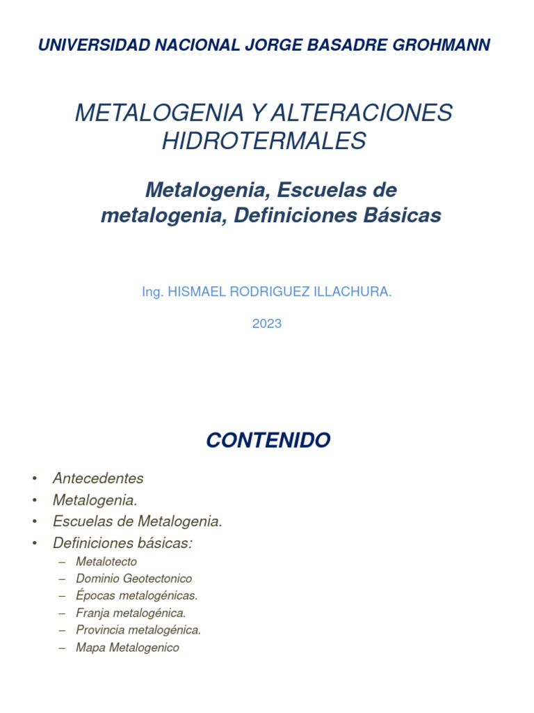 1 Introduc Metalogenia 2023 | PDF | Placas tectónicas | Geología