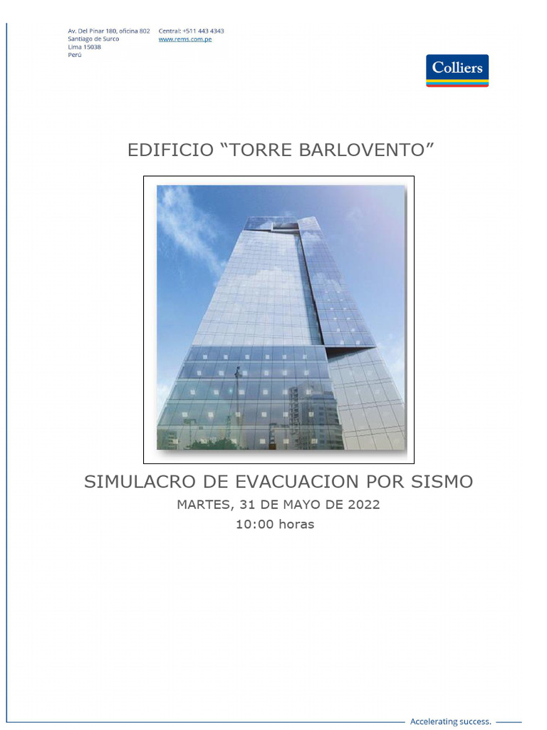 Simulacro de Sismo en Torre Barlovento | PDF