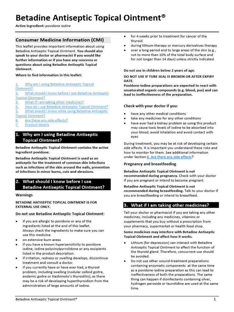 Betadine Anti Spe Tic Ointment | PDF | Topical Medication | Clinical ...