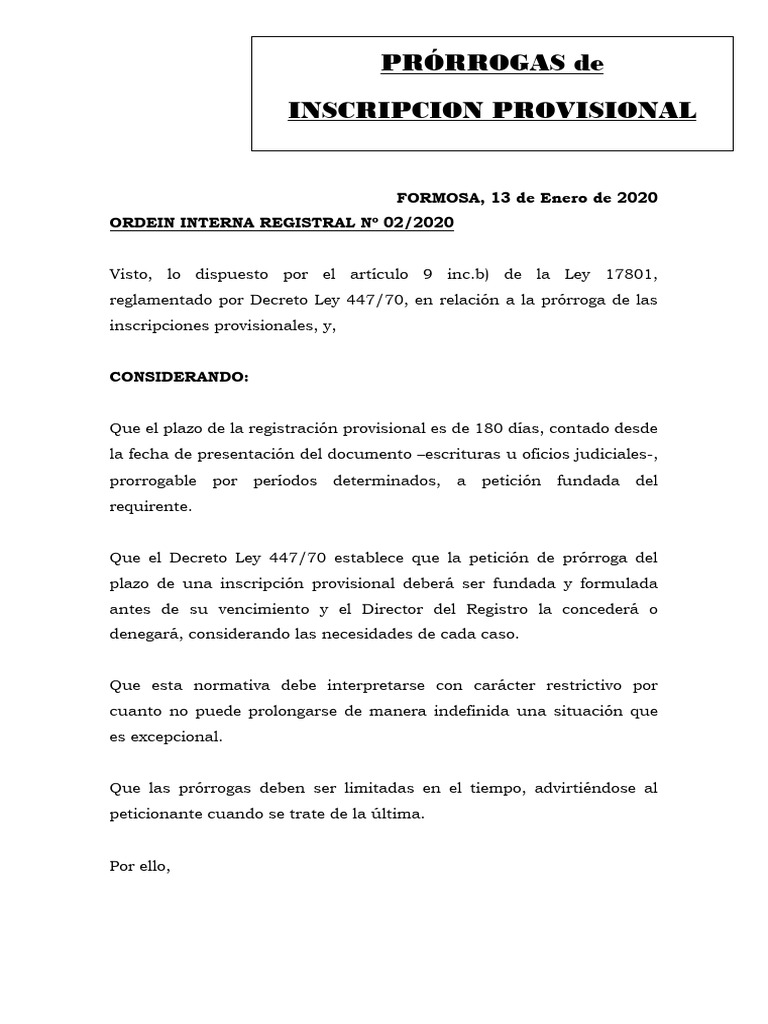 Oir - Prorroga Ip | PDF
