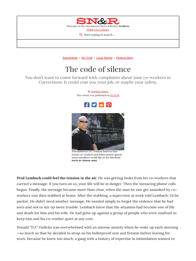 Code of Silence & Follow That Story | PDF | Prison | Centers For ...