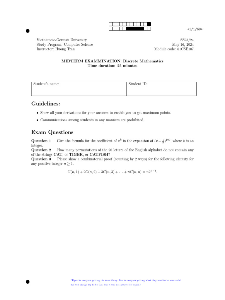 DM Midterm Exam 20240516 2 | PDF | Numbers | Equations