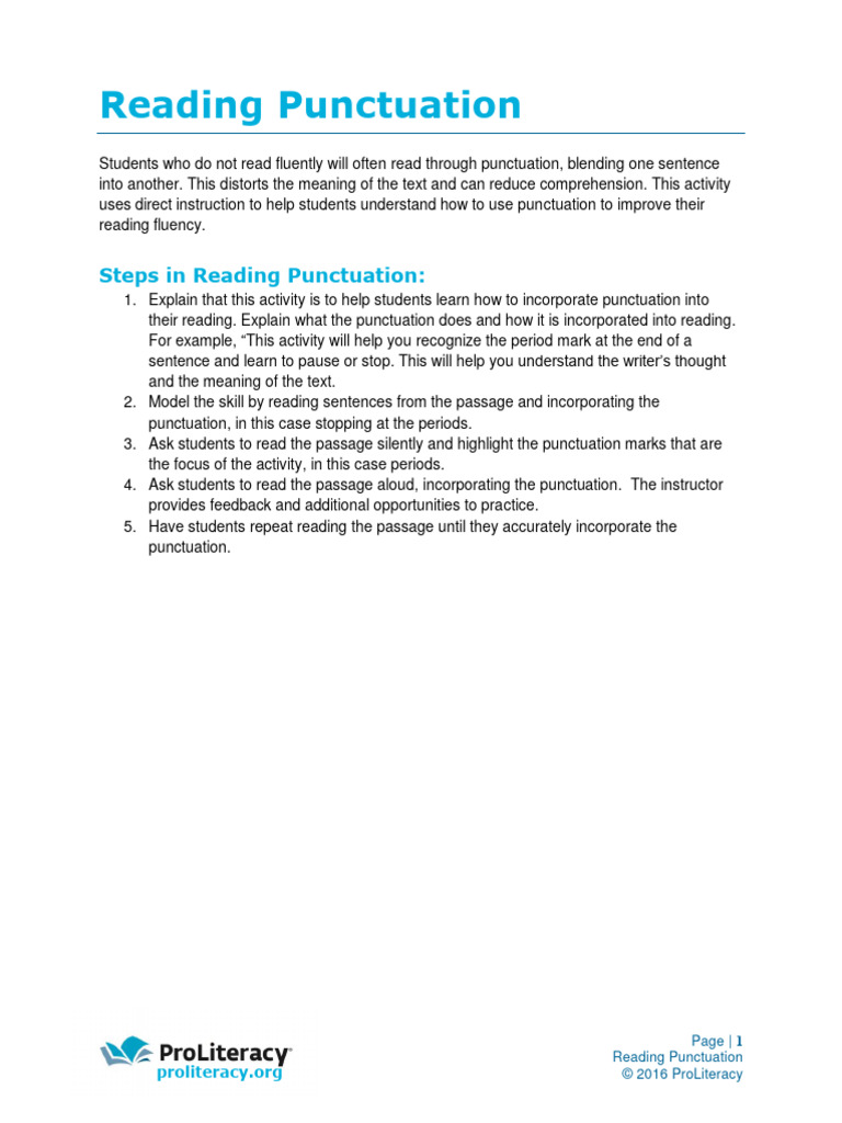 Improve Reading Fluency with Punctuation | PDF