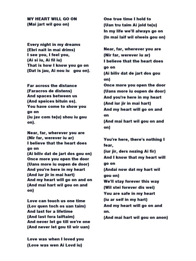 Cancion Del Titanic Traduccion | PDF